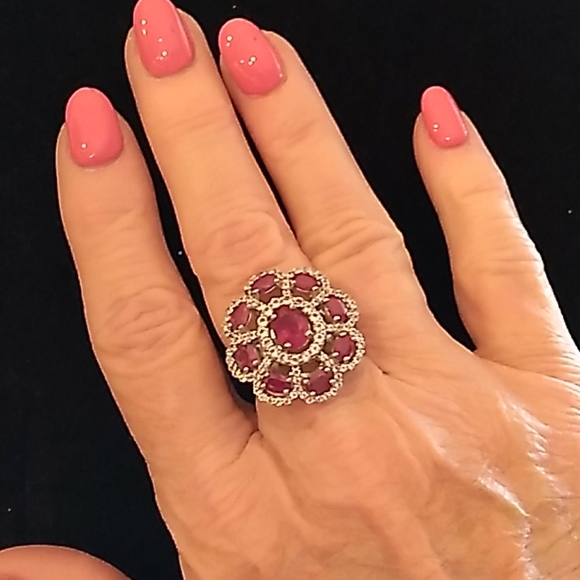 Colleen Lopez | Jewelry | Colleen Lopez Ruby And White Topaz Floral ...